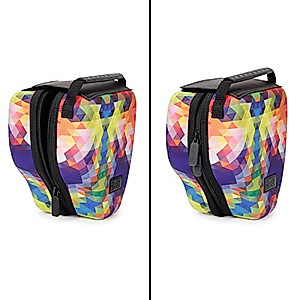 USA GEAR DSLR Camera Sleeve with Molded EVA Hard Shell Camera Case Protection, Quick Access Opening, Padded Interior and Rubber Coated Handle-Compatible with Nikon, Canon, Olympus and More (Geometric)