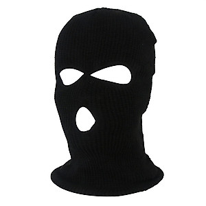 June Sports 3-Hole Winter Knitted Ski Mask, Outdoor Warm Balaclava Full Face Cover Thermal Cycling Mask MK3C Black One Size