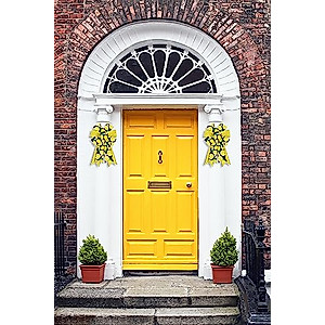 ALIBBON 2 Rolls 2.5" × 5 Yd Summer Lemon Wired Ribbon Summer Flower Burlap Ribbons Fruits Ribbon Flaxen Yellow Dots Ribbon for Summer Wreath DIY Crafting Gifts Wrapping Party Decoration