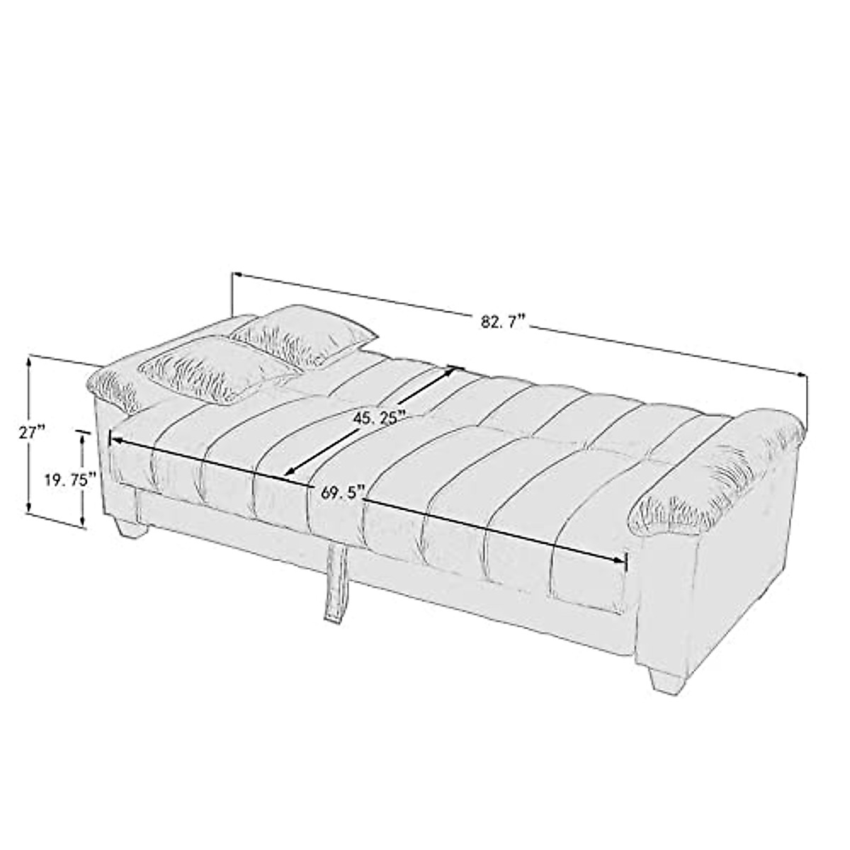 Legend Vansen Velvet Storage Convertible Sofa Bed Sleeper Couch Sofabed, Violet