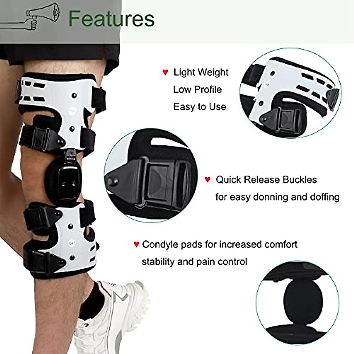 Orthomen OA Unloader Knee Brace - Support for Arthritis Pain, Osteoarthritis, Cartilage Defect Repair, Avascular Necrosis, Bone on Bone Knee Joint Pain and Degeneration (Medial/Inside - Right)