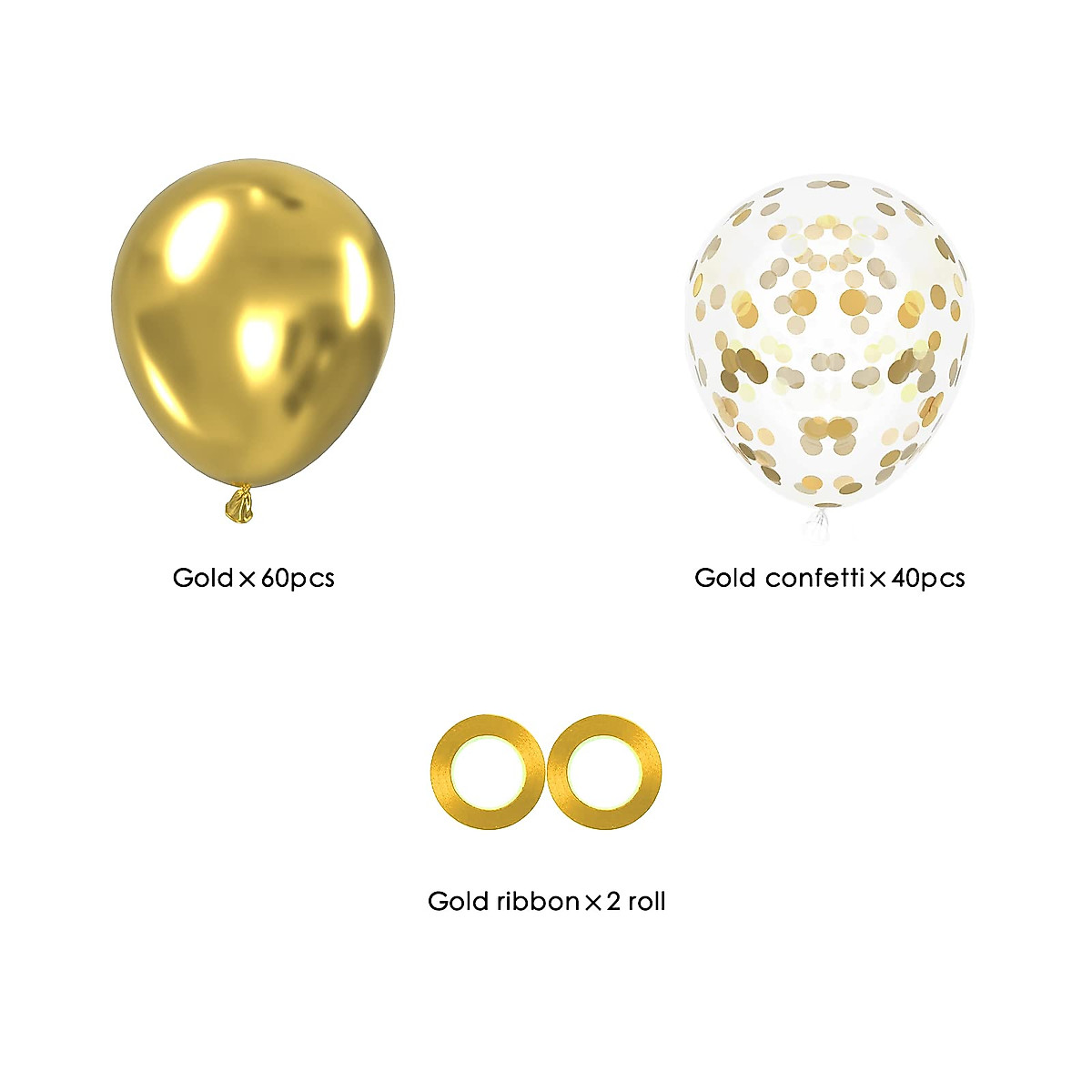 OWill 100pcs Balloons Glitter Metallic Gold Confetti 12 Inches Gold Latex Balloons, Glitter Gold Confetti Balloons for Birthday Baby Shower Wedding Party Supplies Arch Garland Decoration