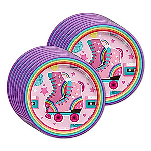 Roller Skating Birthday Party Supplies Set Plates Napkins Cups Tableware Kit for 16