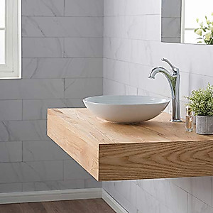 KRAUS Viva™ Round White Porcelain Ceramic Vessel Bathroom Sink with Pop-Up Drain, 16 1/2 in. D x 4 3/8 in. H, KCV-203GWH