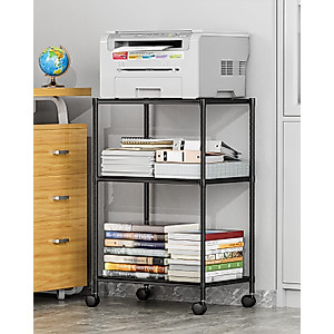 OVICAR 3-Tier Wire Storage Shelves, Adjustable Shelving Units with Wheels, Steel Metal Storage Rack for Kitchen Pantry Closet Bathroom Laundry, Durable Organizer Garage Tool Storage Shelf
