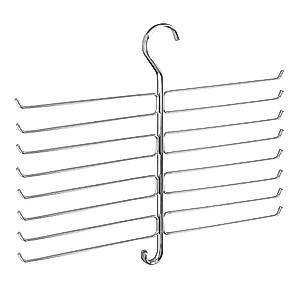 mDesign Metal Closet Rod Hanging Accessory Storage Organizer Rack for Scarves, Ties, Yoga Pants, Leggings, Tank Tops - Snag Free, Geometric Design, 16 Arms/1 Hook - Spira Collection - Chrome