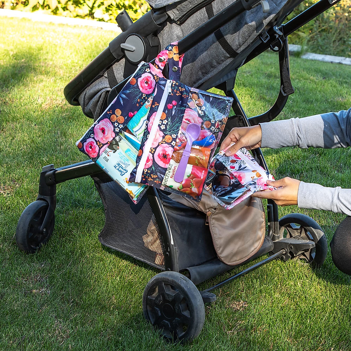 Three Sweet Peas Co Clear Diaper Bag Organizing Pouches Set of 4 I Diaper Bag Packing Cubes I Diaper Bag Organizer Pouches I Clear Pouches for Organizing I Pouches for Purse