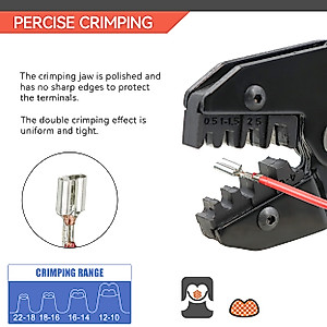 HKS Crimping Tool For Non-Insulated Open Barrel Terminals & Receptacles - Ratcheting Wire Crimpers - AWG 20-10 (0.5-6mm²) U-Shaped- Ratchet Terminal Crimper - Electrical Crimping Tool