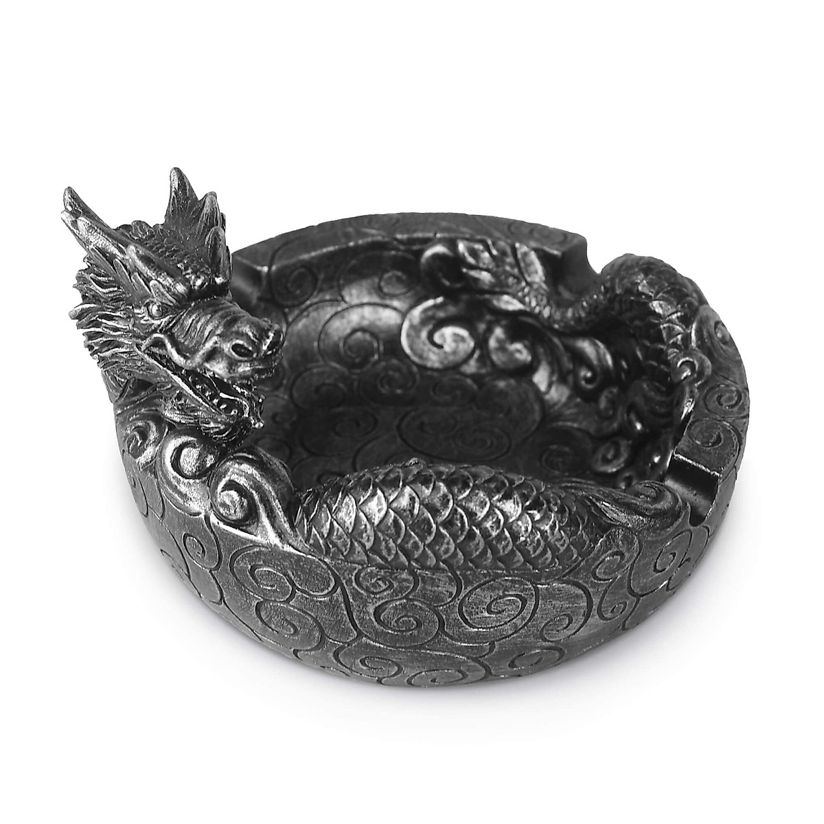 World of Wonders Clouds of Smoke Chinese Dragon Ashtray | Cigarette Tobacco Accessories | Smoking Novelty Figurine | Medieval Home Decor Resin Dish - 4.75"