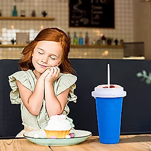 Ansamly Slushy Maker Cup,TIK TOK Magic Quick Frozen Smoothies Cups,Ice Cream Maker Cup with Travel Easy-carry,Slushies and Homemade Milk shake in Minutes,Blue