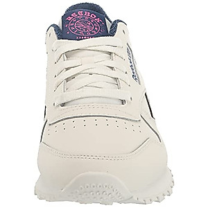 Reebok Women's Classic Leather Sneaker, Chalk/Batik Blue/Atomic Pink, 8