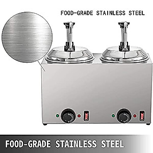 Electric Hot Fudge Warmer,1600W Hot Fudge Warmer with Pump,5L Cheese Sauce Warmer Pump Dispenser,Stainless Steel Heated Pump Food Warmer,Hot Fudge Caramel Butter 30-110℃