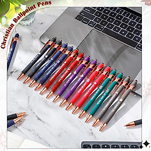 Qilery 70 Pcs Christian Pens Bible Verse Pens Bulk Christmas Religious Ballpoint Pens Gifts Inspirational Scripture Black Ink Spiritual Pens for Church Office School Gifts Women Men