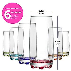 lav Stemless Glass Champagne Flutes Set of 6 - Colored Drinking, Cocktail, Water Glasses 13 oz - Clear Crystal Wine Bar Glasses for Prosecco, Mimosa - Wedding, Bridal, Toasting Glasses Gift