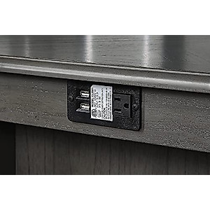 New Classic Furniture Amy Kitchen Counter Island Dining Table for 4 with Storage Shelf & USB Chargers, Contemporary Gray