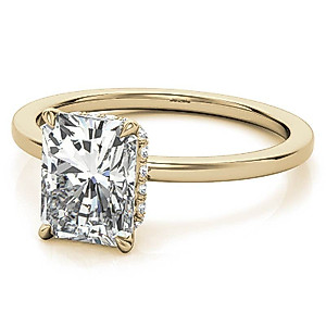 10K Solid Yellow Gold Handmade Engagement Ring 3 CT Radiant Cut Moissanite Diamond Solitaire Wedding/Bridal Ring Set for Women/Her Propose Ring (10.5) (8)