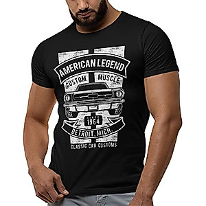 Ford Mustang T-Shirt by Detroit Rebels - Mens Vintage Classic car Tshirt Black Shirt