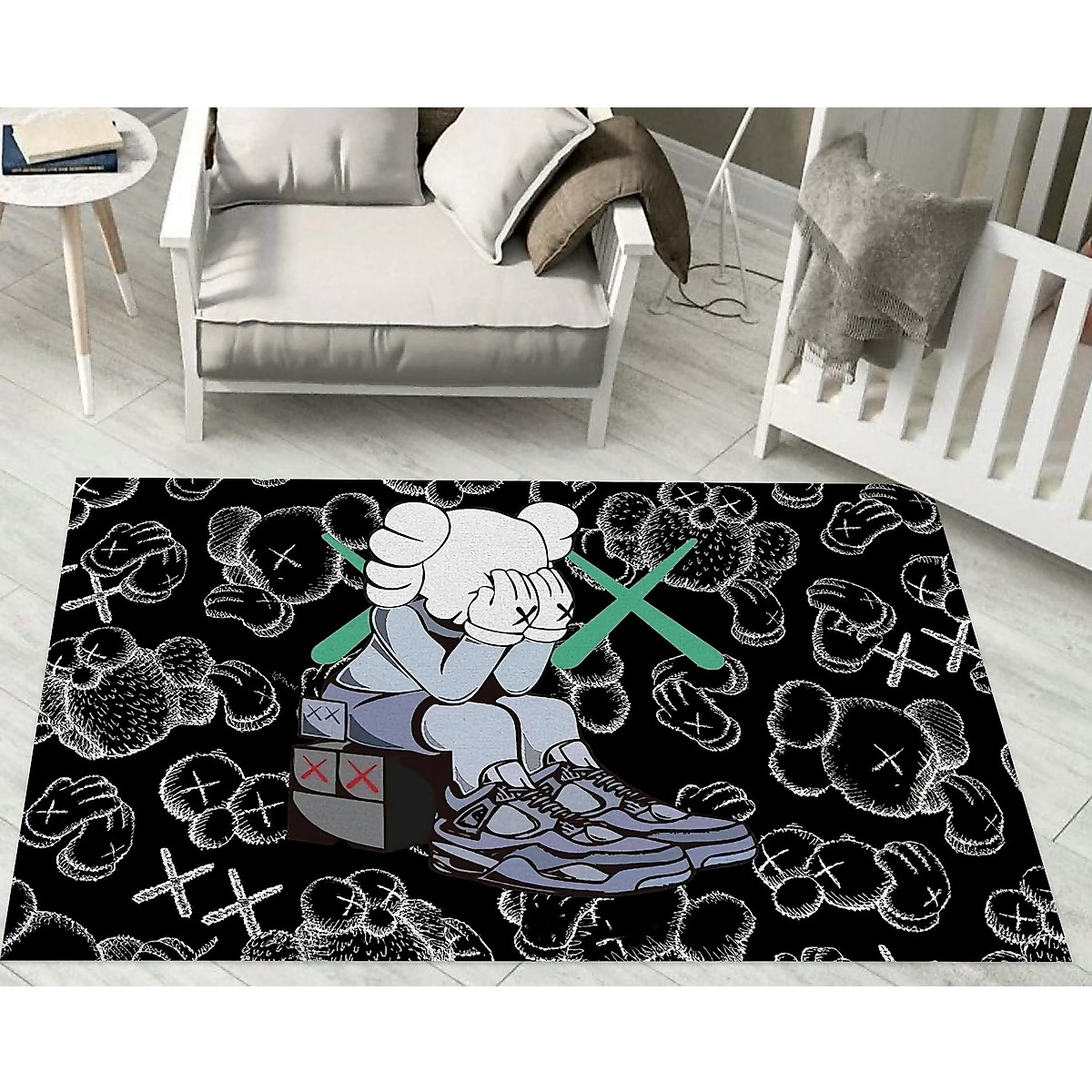 Hypebeast Area Rug 3D Digital Print Modern Abstract Art Pop Carpet Cool Hypebeast Room Decor Rug for Living Room Bedroom Playroom Non-Slip Floor Mat 5' x 7'