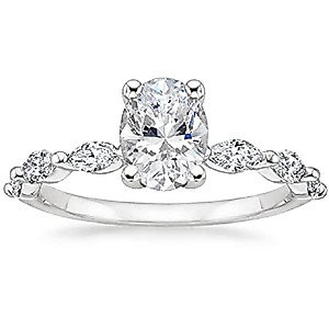 JEWELERYIUM 1 CT Oval Cut Colorless Moissanite Engagement Ring, Wedding/Bridal Ring Set, Solitaire Halo Style, Solid Sterling Silver Vintage Antique Anniversary Bride Jewelry, Gift for Women (6)