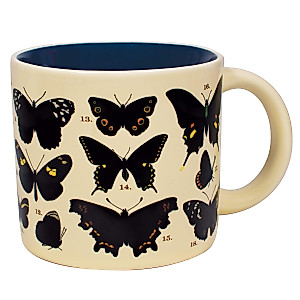 The Unemployed Philosophers Guild Butterfly Color Changing Heat Transforming Mug - Hot Coffee Reveals 18 Butterflies in Beautiful Colorful Detail, Comes in a Fun Box, 14oz.