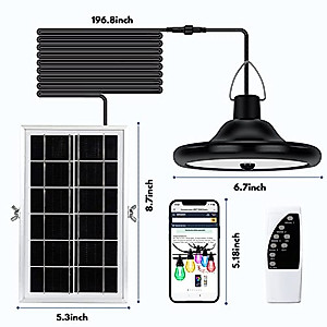 Solar Shed Light with Motion Sensor - 56 LEDs Light Beads, 4 Modes 6 Brightness Adjustable with Remote Control 180° Adjustable Solar Panel for Garden Home Chicken Coop, Outdoor Solar Pendant Light