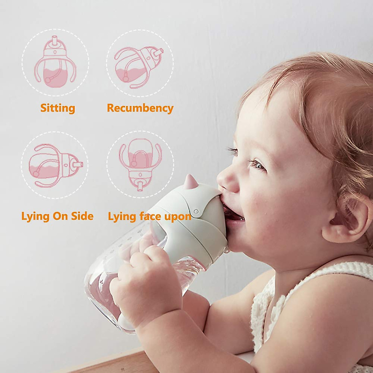 Bebamour Click Lock Weighted Baby Sippy Cups with Removable Handles No Spill Toddler Sippy Cups Transition Cups with Bottle Brush,Straw Cleaner Set(210 ML, PPSU,Purple)