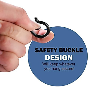 Yzerel 12Pcs S Hooks Hanging Safety Buckle - 3.5 inch Heavy Duty S Hooks,Hanging Plants for Closet Hooks, Clothes, Kitchen Utensil, Pots and Pans, Bags (Black)