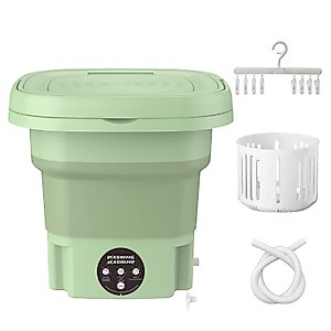 Portable Washing Machine,Foldable Mini Washing Machine,Portable Washer for Underwear,Socks,Baby Clothes,Towels,Pet Items,Apartment,Hotel,RV,Travel,Home,Dormitory,Camping,Sickroom,8L,Green