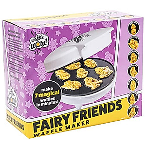 Fairy Mini Waffle Maker- Creates 7 Different Fairy Shaped Waffles in Minutes- A Fun and Cool Magical Breakfast for Kids & Adults - Electric Non-Stick Waffler Iron, Fairies Princess Gift for Girls