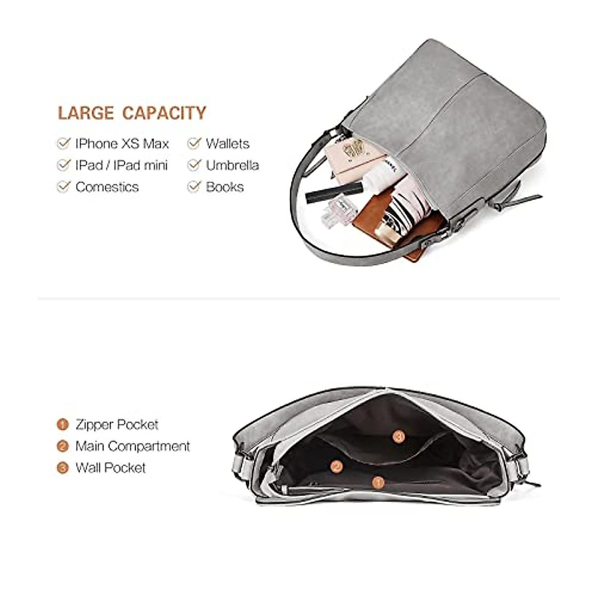 BROMEN Handbags for Women Designer Hobo Bag Large Shoulder Bucket Crossbody Purse with Women Wallet