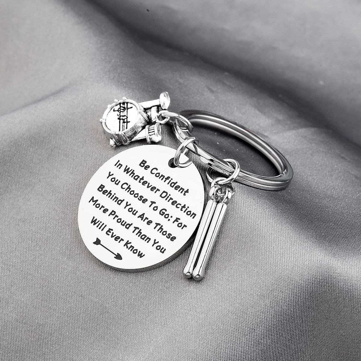 LQRI Drum Keychain Drummer Gifts Drum Kit New Percussionist Gift Percussion Jewelry Drum Player Band Gifts (silver)