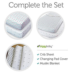 Baby Changing Pad Covers - 2 Pack - for Boys Girls Neutral - Soft Jersey Knit Cotton (Blue/Grey) Baby Changing Table Cover by Ziggy Baby