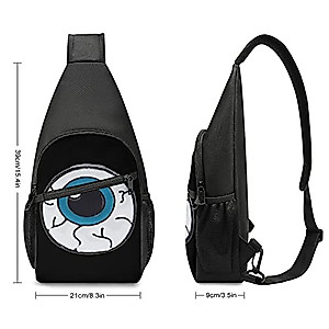Enamel Pin Eyeball Crossbody Backpack Shoulder Bag Lightweight One Strap Sling Bag Travel Hiking Daypack