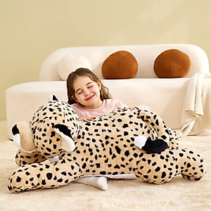 IKASA Giant Cheetah Stuffed Animal Plush Toy,Large Leopard Cute Jumbo Soft Toys,Huge Big Size Plushy Plushie,Gifts for Kids (Brown, 30 inches)