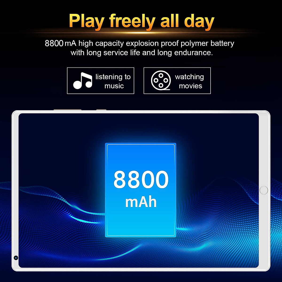 KIMISS Tablet PC 8 Inch Tablet 4GB RAM 64GB ROM Maximum Support 128G TF Card 1920x1200IPS Call Tablet for Android 10.0 Tablet 100‑240V HD (US Plug)