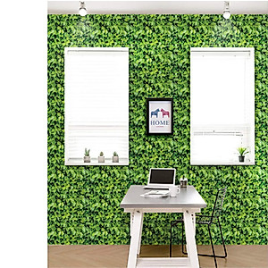 Yija Green Leaf Self-Adhesive Decorative Vinyl Shelf Liner Living Room Wall Sticker 17.7inch by 98inch