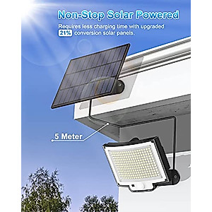 Solar Outdoor Lights Motion Sensor [3 Modes/228LED] Solar Flood Lights Dusk to Dawn, IP65 Waterproof Led Solar Security Lights with Remote for Garage, Patio, Outside, Yard, Garden (5M Cable, 2Pack)