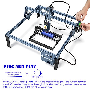 SCULPFUN Laser Rotary Roller, Laser Engraver Y-axis Rotary Roller Engraving Module 360° Rotating for Engraving Different Size Cylindrical Objects Cans, Compatible with Most Engraving Machines