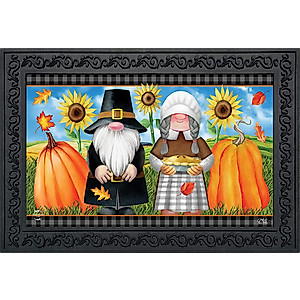 Briarwood Lane Thanksgiving Gnomes Doormat Pumpkins Sunflowers Humor 30" x 18"