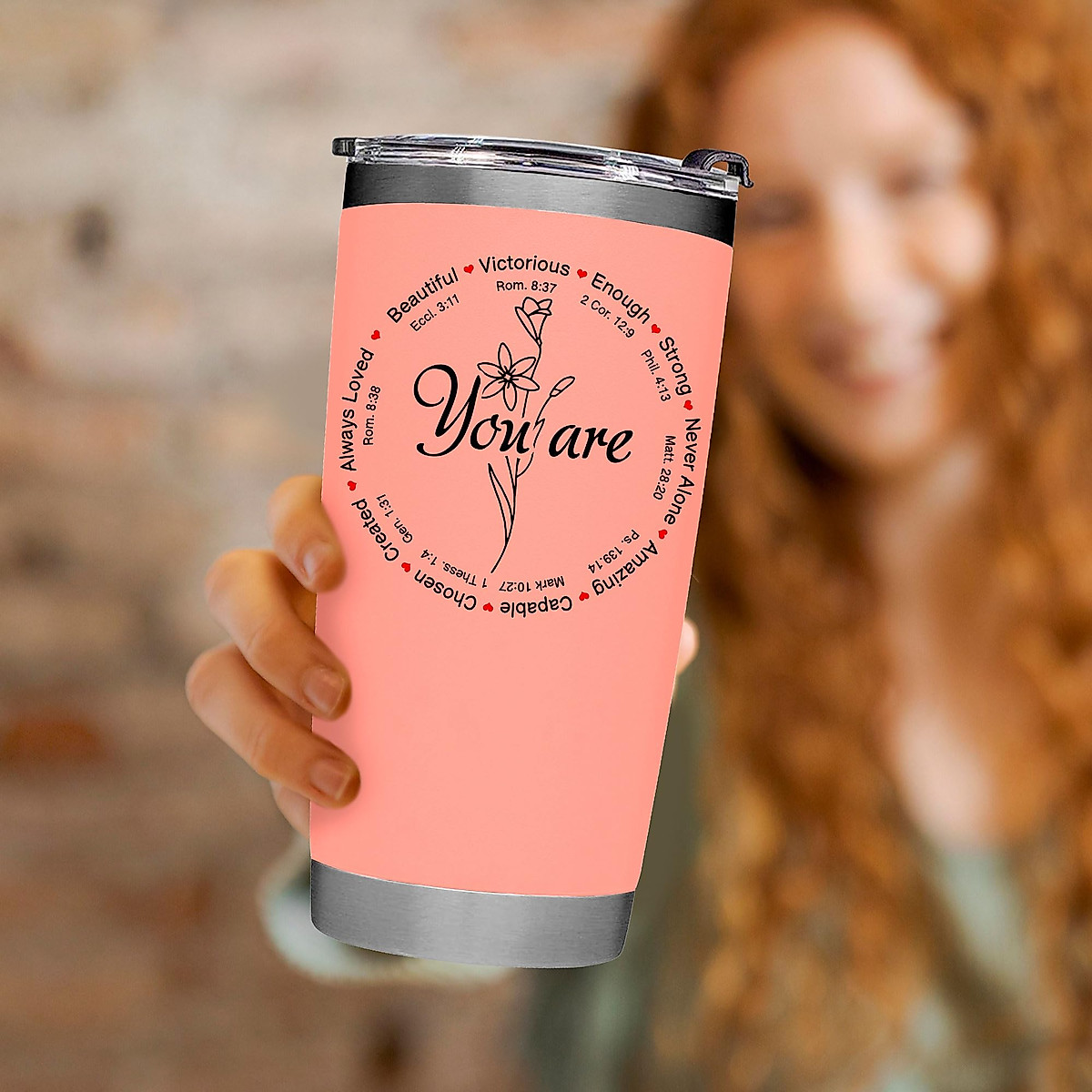 SOULVIBE Christian Gifts for Women - Religious Gifts for Women Faith - Mothers Day Gifts - Christmas Gifts for Women, Mom, Grandma, Sister, Auntie - You Are Beautiful - 20Oz Tumbler, Pink
