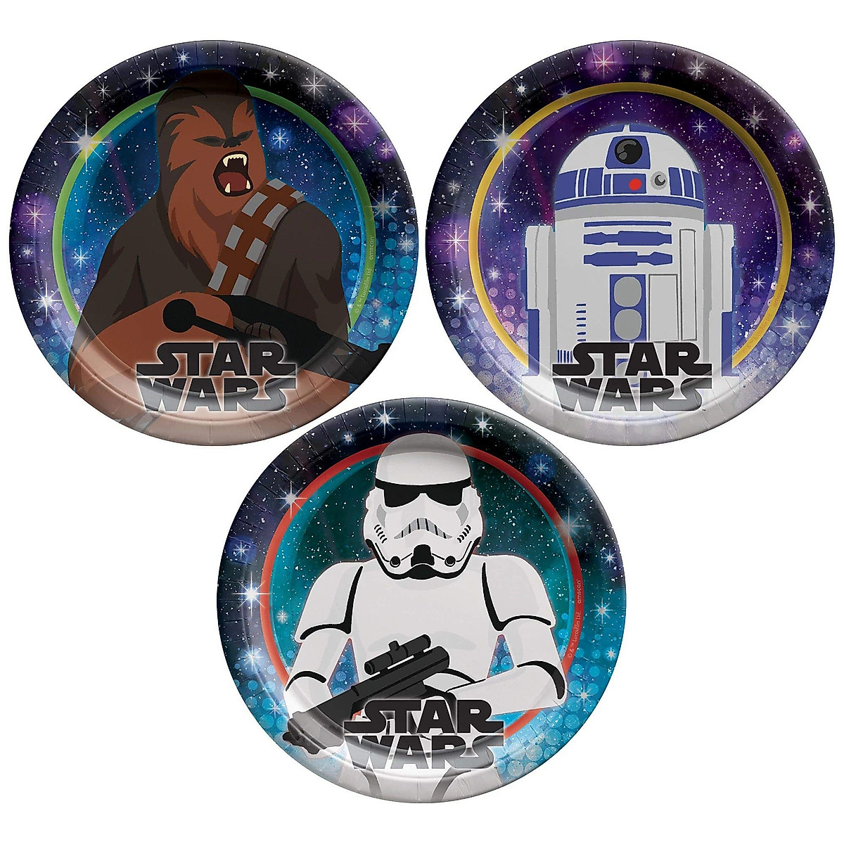 Star Wars Party Supplies Pack Serves 16 Star Wars Birthday Party Supplies: Star Wars Galaxy of Adventures, Star Wars Dessert Plates and Beverage Napkins with Birthday Candles (Bundle for 16)