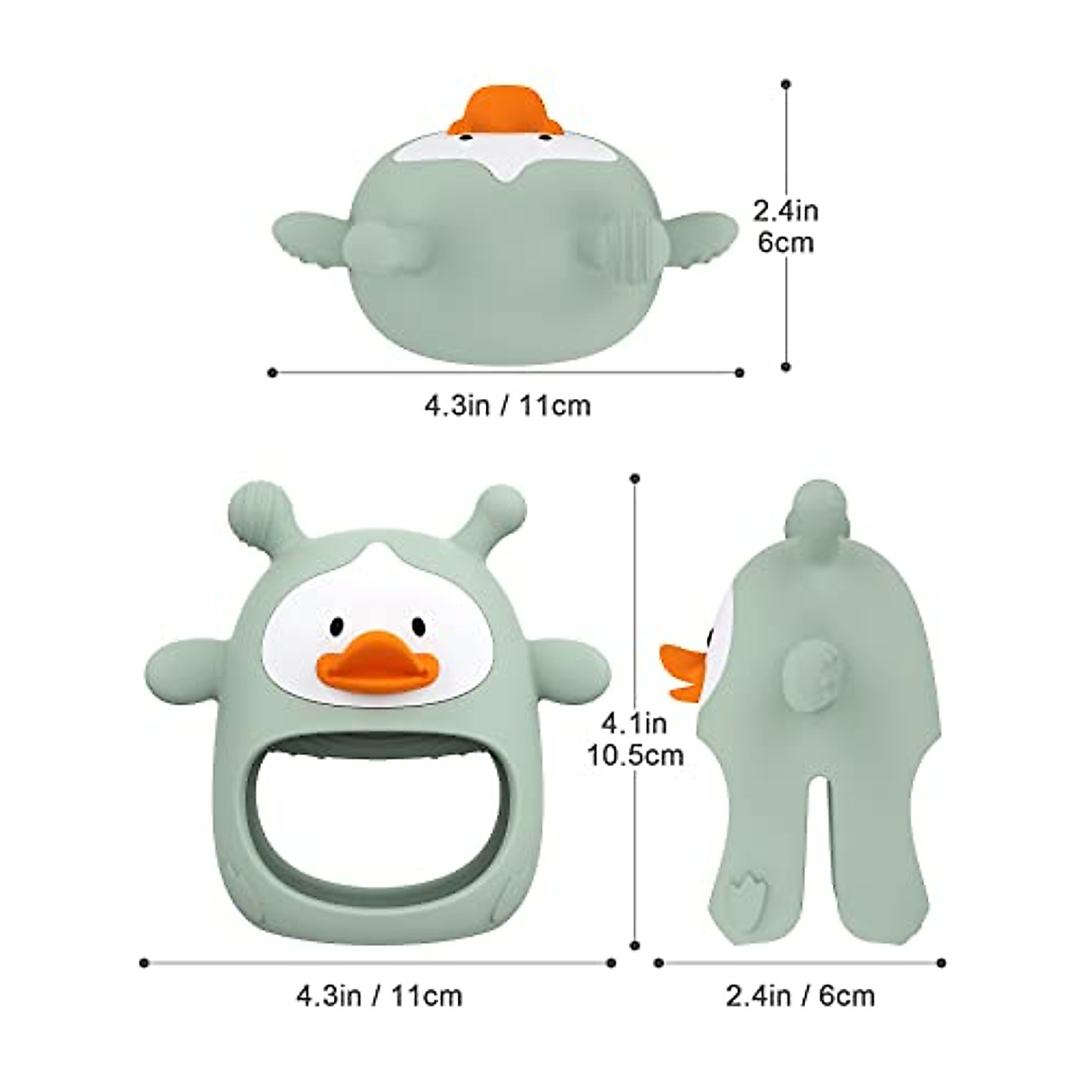 Baby Teething Toys, for Infants 3+ Months, Never Drop Silicone Baby Mitten Teether for Soothing Pain Relief, Baby Chew Toys for Sucking Needs, BPA Free (Green)