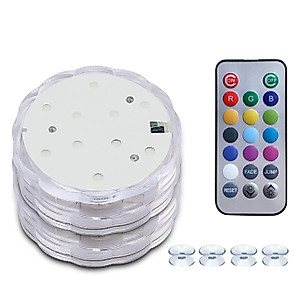 HouLight Submersible LED Lights with Suction Cups, Remote Control, 2 Pack Waterproof Bathtub Lights with Color Changing LED for Hot Tubs, Pools, Parties, Halloween, Christmas and Room Decorations