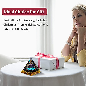 MXiiXM Orgone Pyramid for Positive Energy, Amethyst Crystal Ball Orgone Pyramid, Protection Crystals Energy Generator for Stress Reduce Healing Meditation Attract Wealth Lucky (Seed of Life)