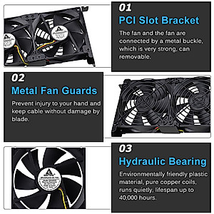 GDSTIME Graphic Card Fans, Graphics Card Cooler, Video Card Cooler, PCI Slot Dual 90mm 92mm Fans, VGA Cooler