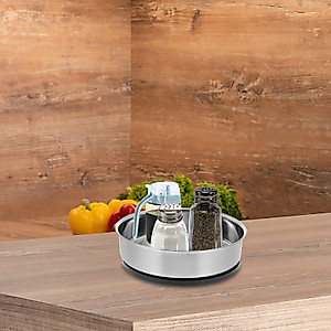 Alipis Rotating Storage Tray Kitchen Organizer Stainless Steel, Turntable Rack 360 Degree Spinning Storage Container Cabinet Organizer