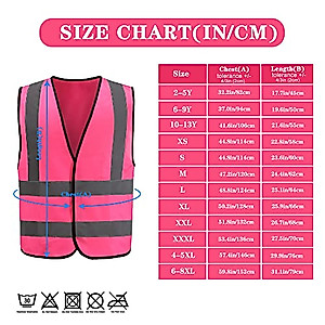 AYKRM 12 colour High visibility viz vest hi vis viz reflective safety vests for men (XS-8XL) (X-Large, Pink)