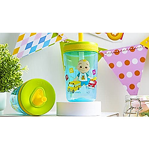 Zak Designs 15oz Cocomelon Kelso Tumbler Set, Leak-Proof Screw-On Lid with Straw Made of Durable Plastic and Silicone, Perfect Bundle for Kids, 1 Count (Pack of 1)