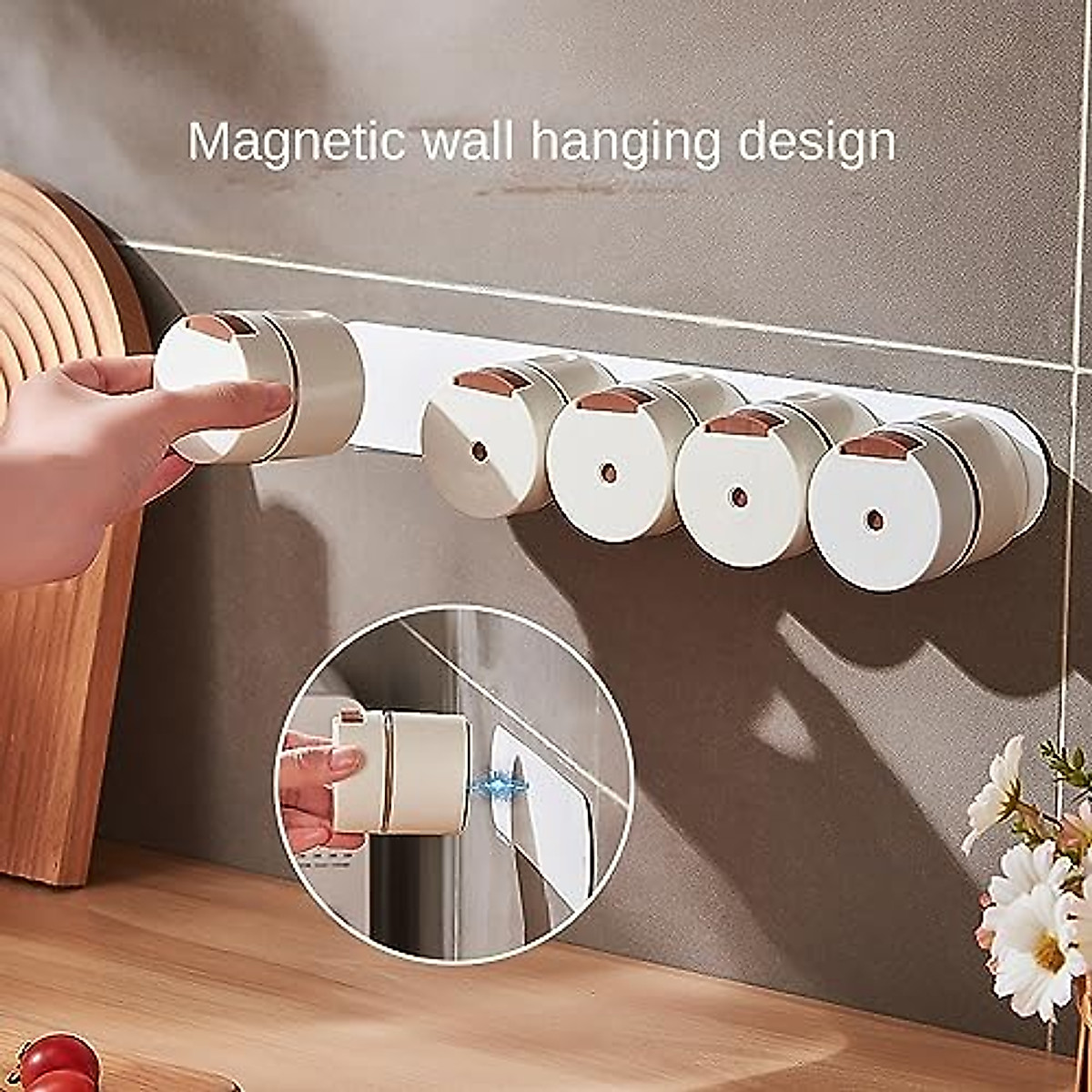 2023 new 6-piece magnetic suction spice box set combination of spice bottles wall-mounted household spice jar kitchen seasoning quantitative salt shaker