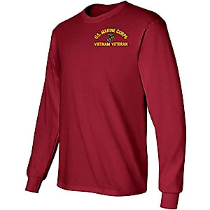 U.S. Marine Corps Eagle Globe and Anchor Vietnam Veteran Long Sleeve T-Shirt Cardinal Red